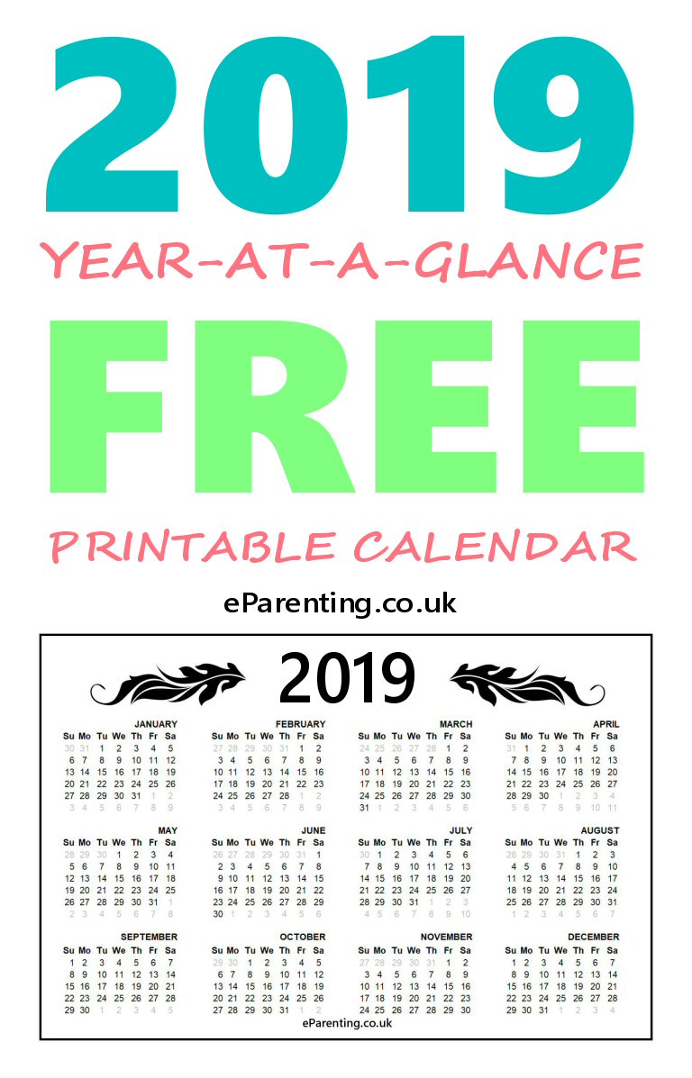 2019 Free Printable Calendar