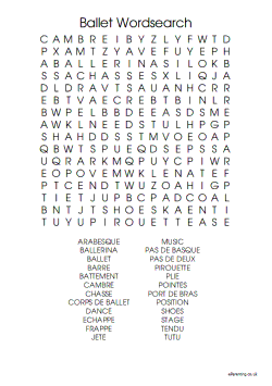 Ballet Printable PDF Wordsearch