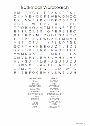 Basketball Wordsearch {Free Printable}