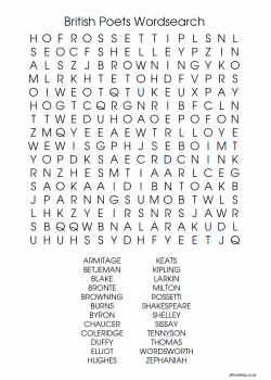 British Poets Wordsearch Free Printable PDF