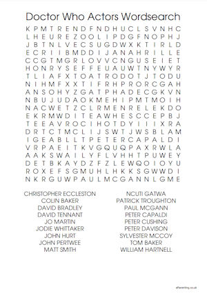 Doctor Who Printables PDF Wordsearch and Anagrams