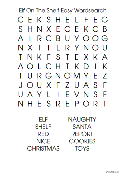 Free Elf On The Shelf Printable Easy & Hard Wordsearches