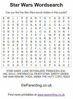 Free Printable Star Wars Wordsearch